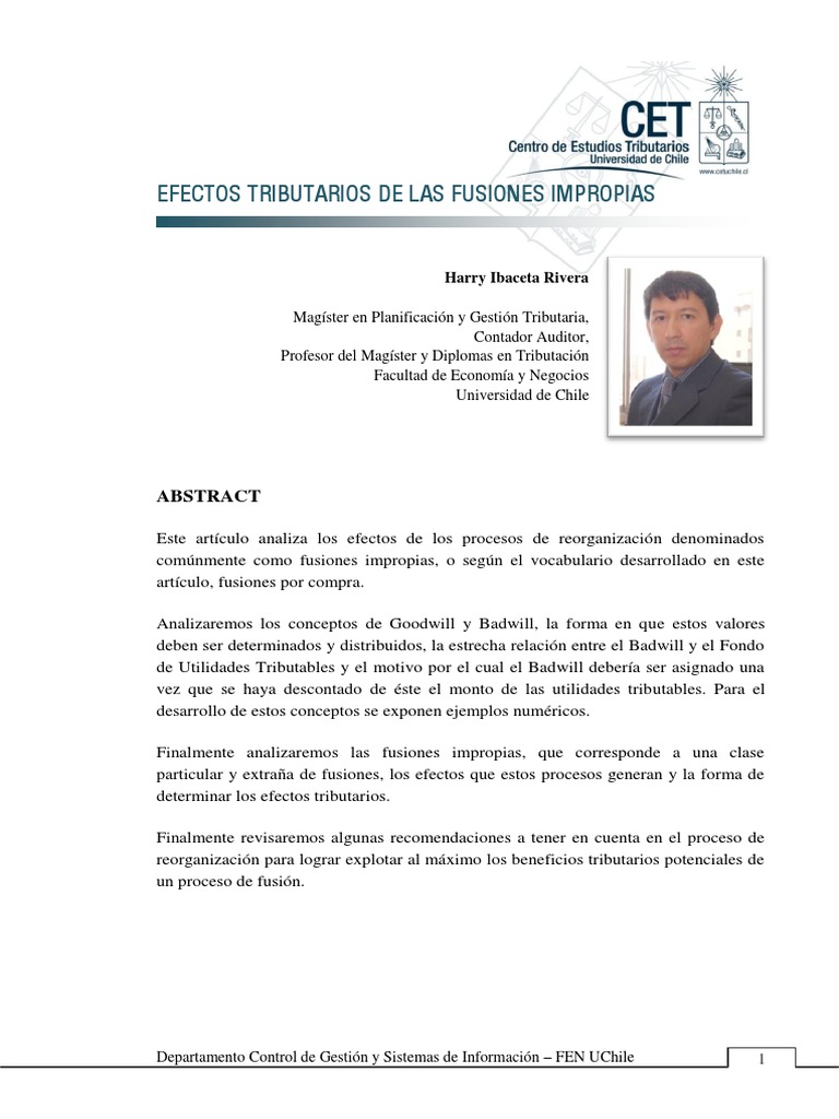 Efectos Tributarios de Fusiones Impropias | PDF | Compartir (Finanzas ...
