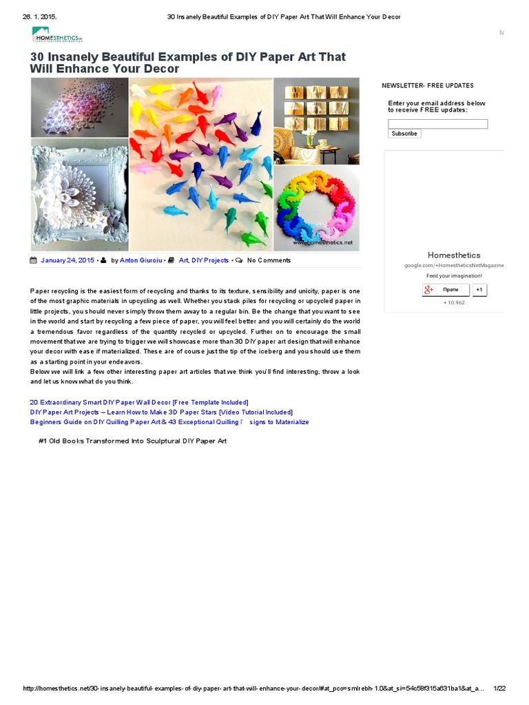 DIY - 30 Insanely Beautiful Examples of DIY Paper Art That Will Enhance ...