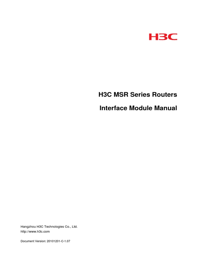 H3C MSR Series Routers Interface Module Manual (V1.07) - Book PDF ...