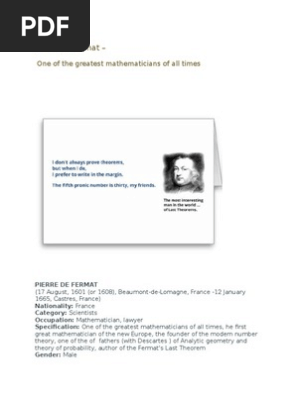 Pierre De Fermat Geometry Pierre De Fermat – Timeline Of Mathematics