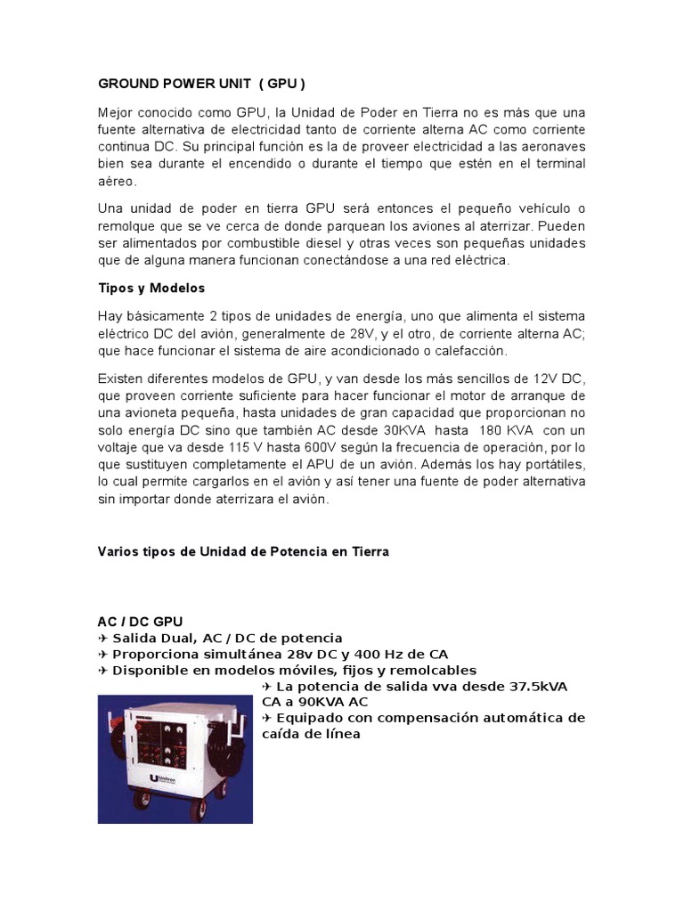 Ground Power Unit | PDF | Corriente eléctrica | Electricidad