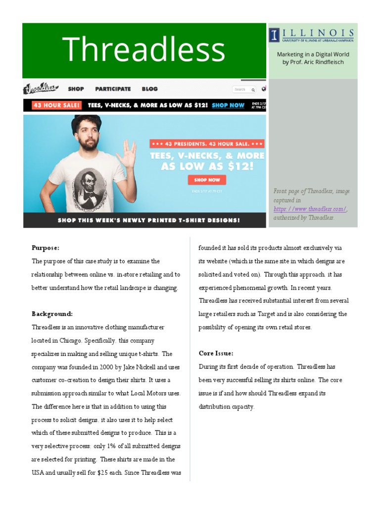 Module 3 - CaseStudy - Threadless | PDF | Retail | Digital Distribution
