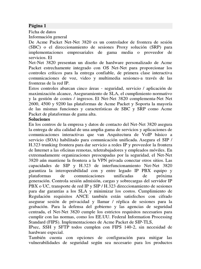 Acme Packet Net-Net 3820 | PDF | Controlador de interfaz de red ...