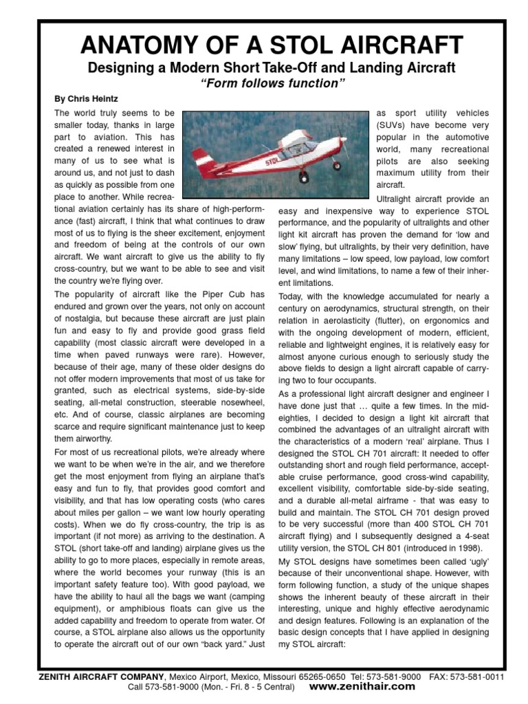 Anatomy of A Stol Aircraft | PDF | Lift (Force) | Flap (Aeronautics)