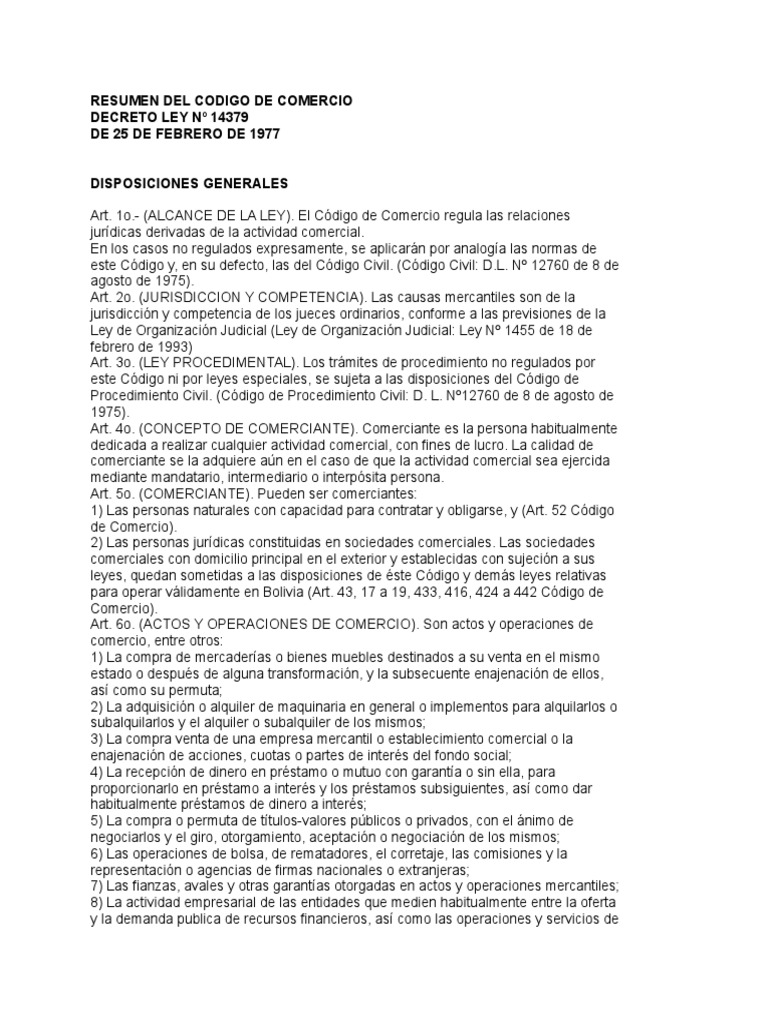 Resumen Del Codigo de Comercio Al 71 | PDF | Liquidación | Contabilidad