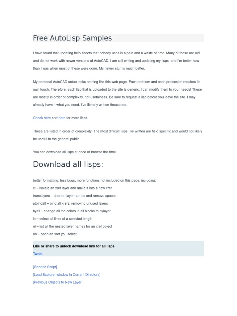 Free Autolisp Samples Pdf Computer Programming Functional Programming 
