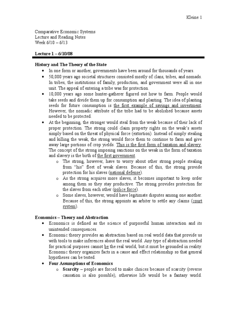 Comparative Economic Systems - Lecture Notes | PDF | Supply (Economics ...