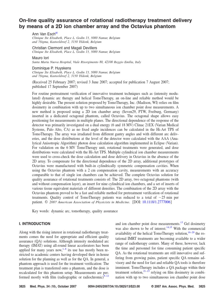 Octavius Phantom MedPhys | PDF | Dosimetry | Absorbed Dose