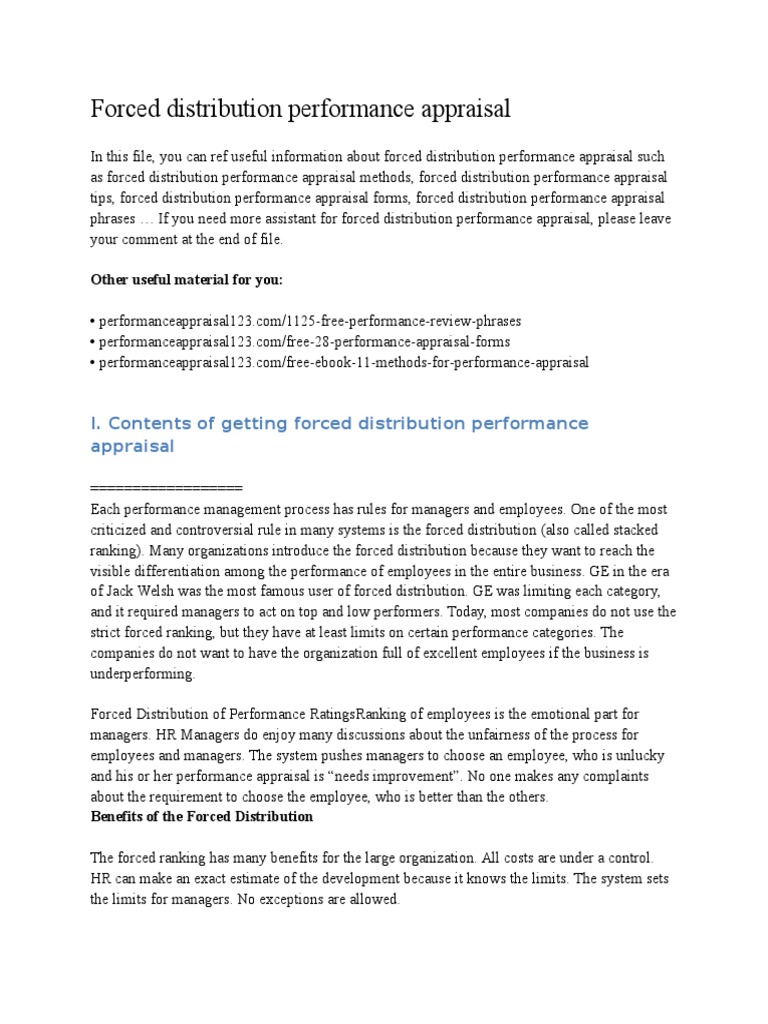 Forced Distribution Performance Appraisal | PDF | Performance Appraisal ...