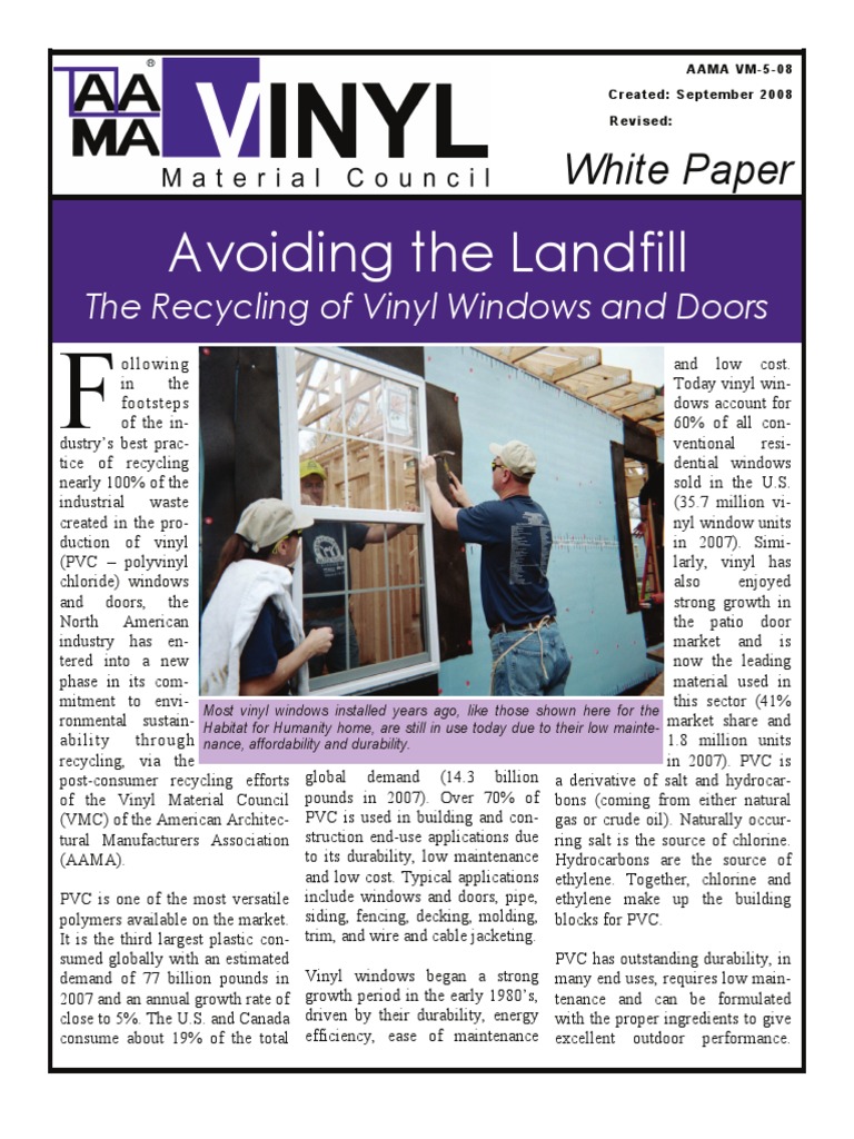 The Recycling of Vinyl Windows and Doors | PDF | Polyvinyl Chloride ...