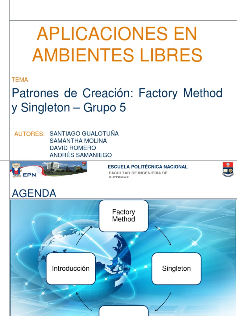 Patrones de Creación Factory Method y Singleton Grupo 5 PDF | PDF | Herencia (Programación ...