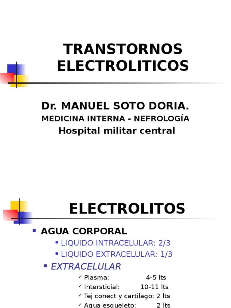 Trastornos Electrolíticos en Medicina Interna | PDF | Sodio | Potasio