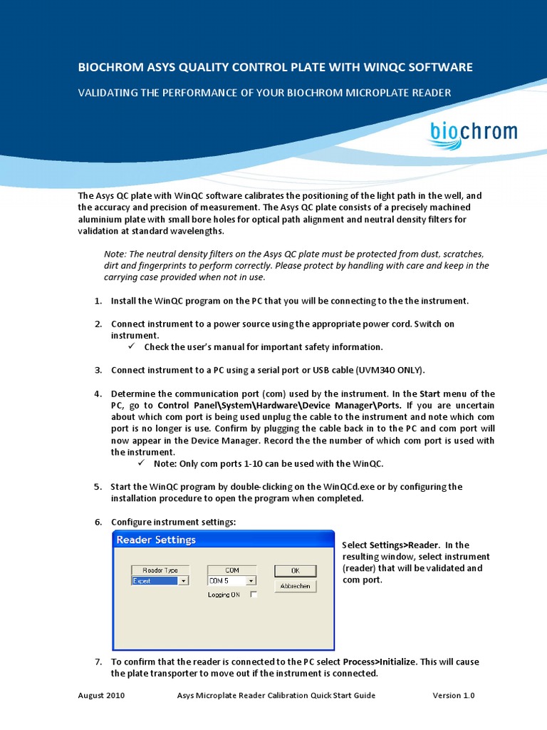 Validating The Performance of Biochrom Asys Microplate Readers Using QC ...