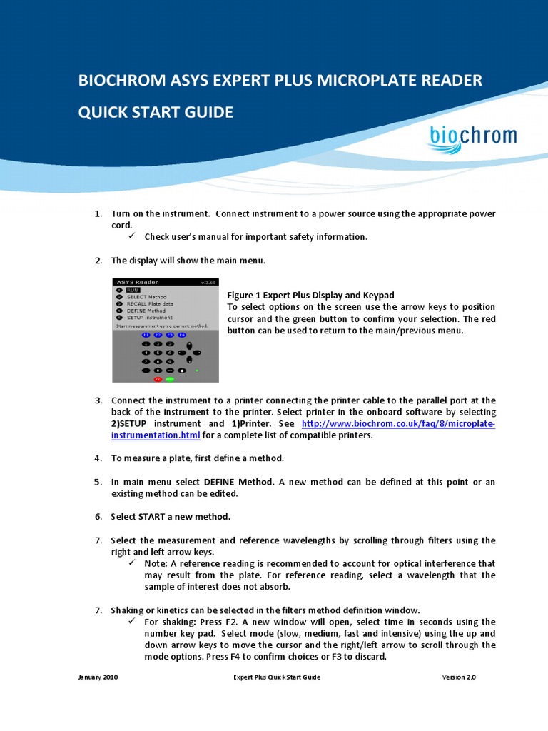 Quick Start Guide for Setting Up and Running Assays on the BIOCHROM ...
