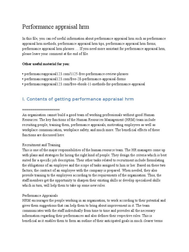 Performance Appraisal HRM | Performance Appraisal | Human Resource ...