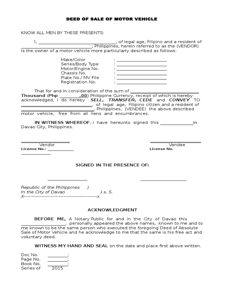 Open Deed of Sale Sample | PDF | Law