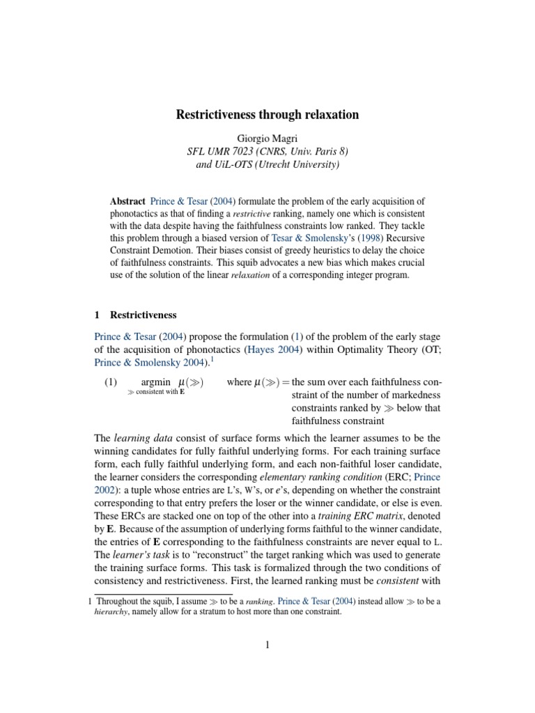 Restrictiveness Through Relaxation | PDF | Matrix (Mathematics ...