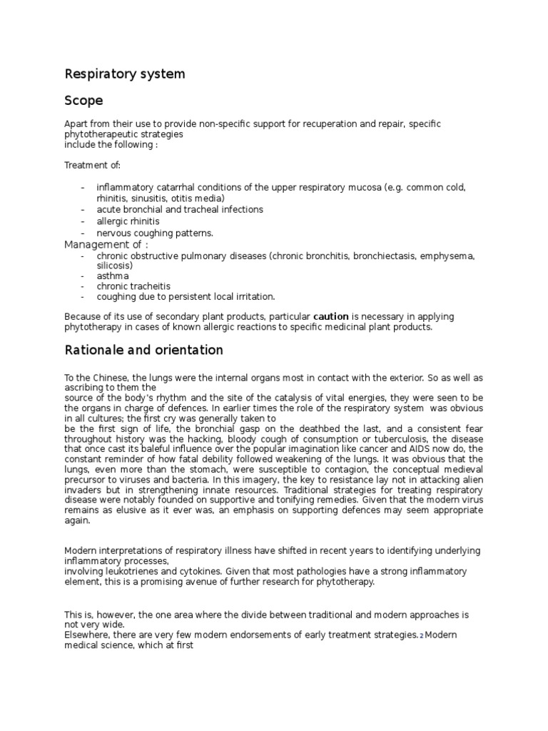 Respiratory System Scope: - Management of | PDF | Cough | Respiratory Tract