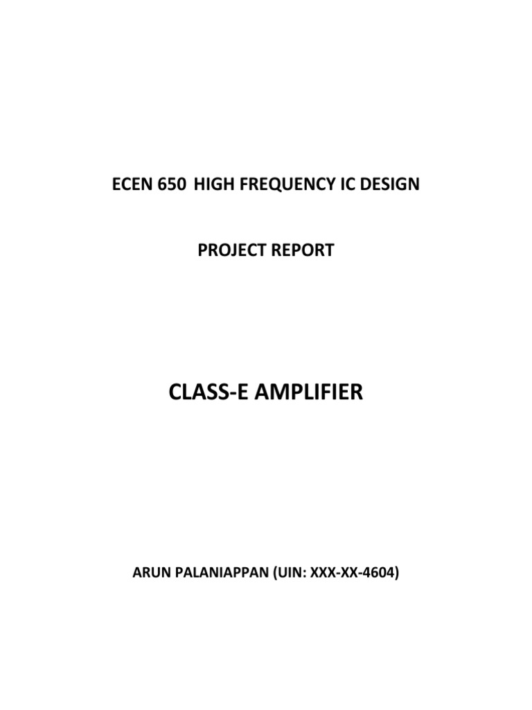 Class-E Amplifier Design Report | PDF | Amplifier | Electronic Circuits