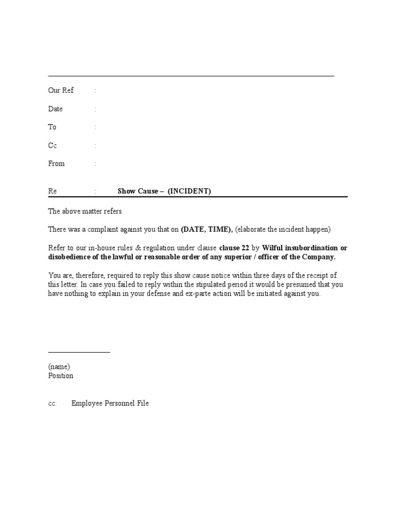 Show Cause Letter Template | PDF | Government | Justice