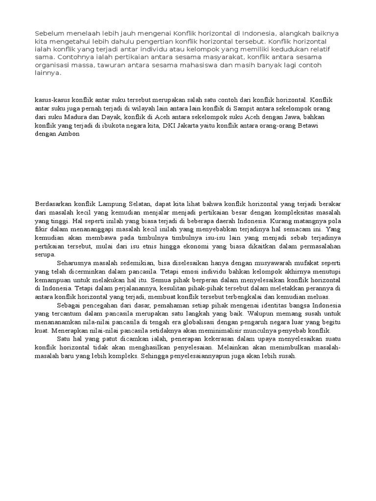 Konflik Horizontal | PDF | Ilmu Sosial