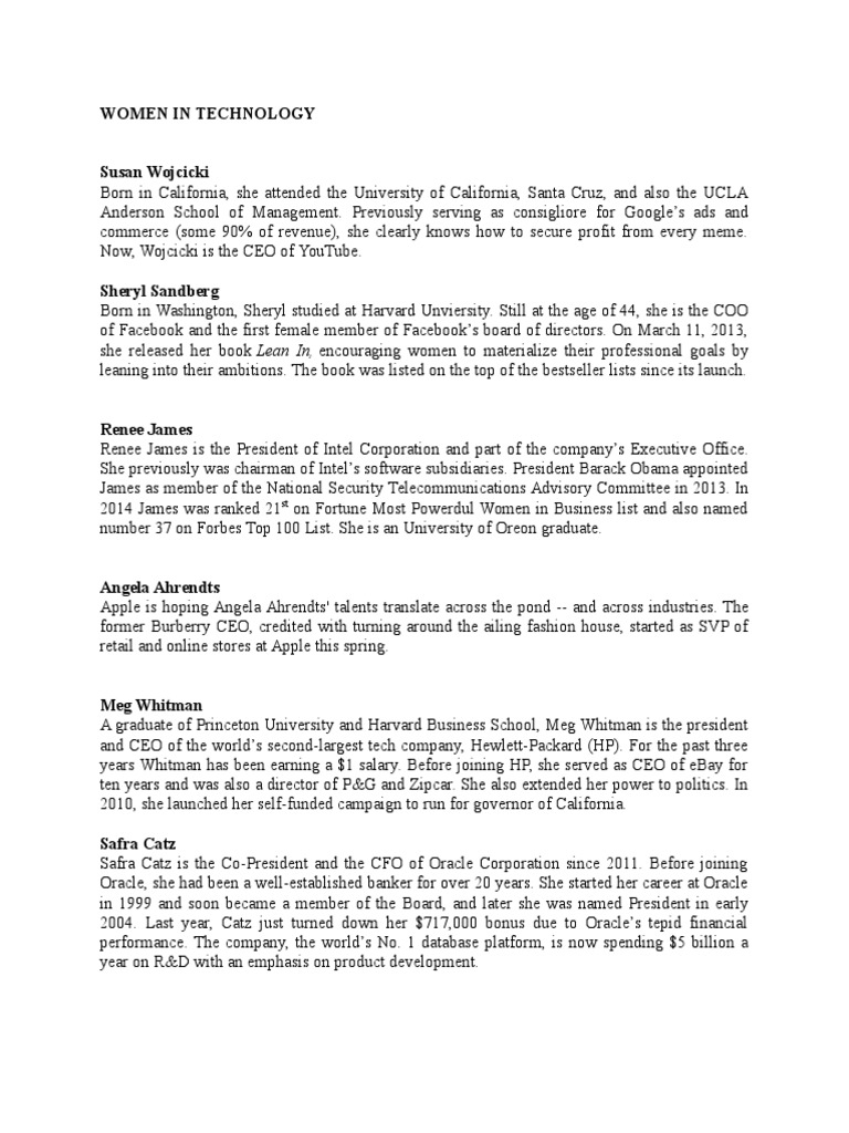 Women in Tech | PDF | Companies | Business