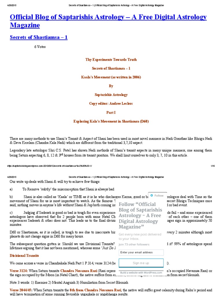 Secrets of Shastiamsa | PDF | Hindu Astrology | Astrology