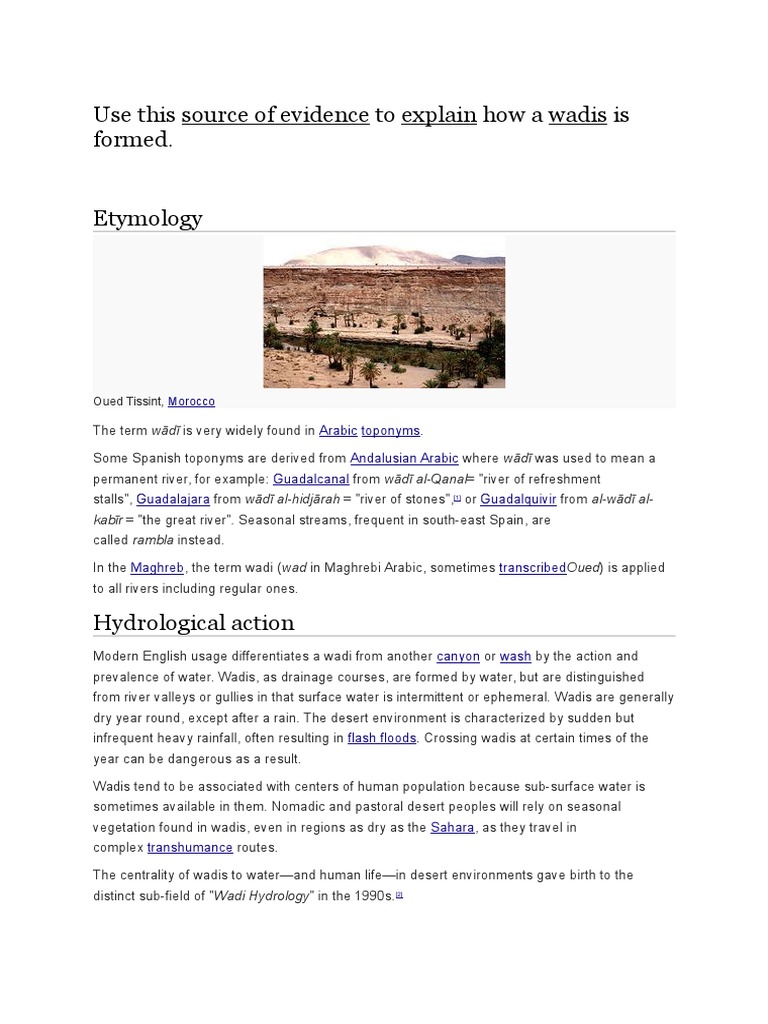 Understanding Wadi Formation in Geography | PDF | Canyon | Erosion