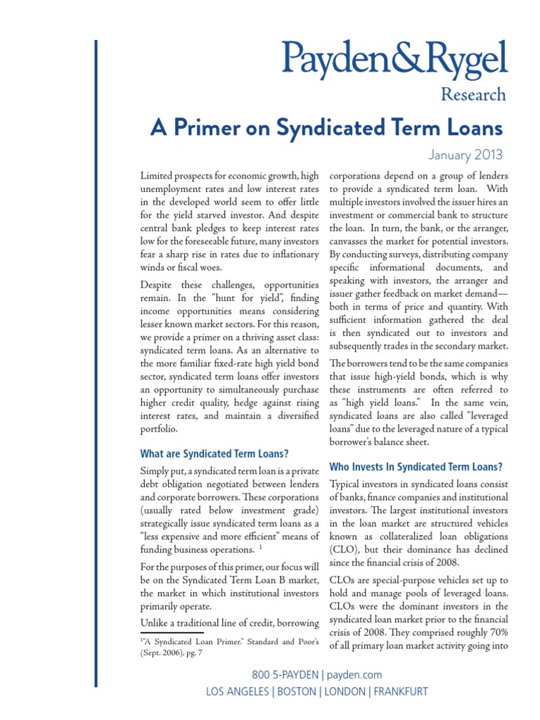 A Primer On Syndicated Term Loans PDF | PDF | Syndicated Loan | Bonds ...