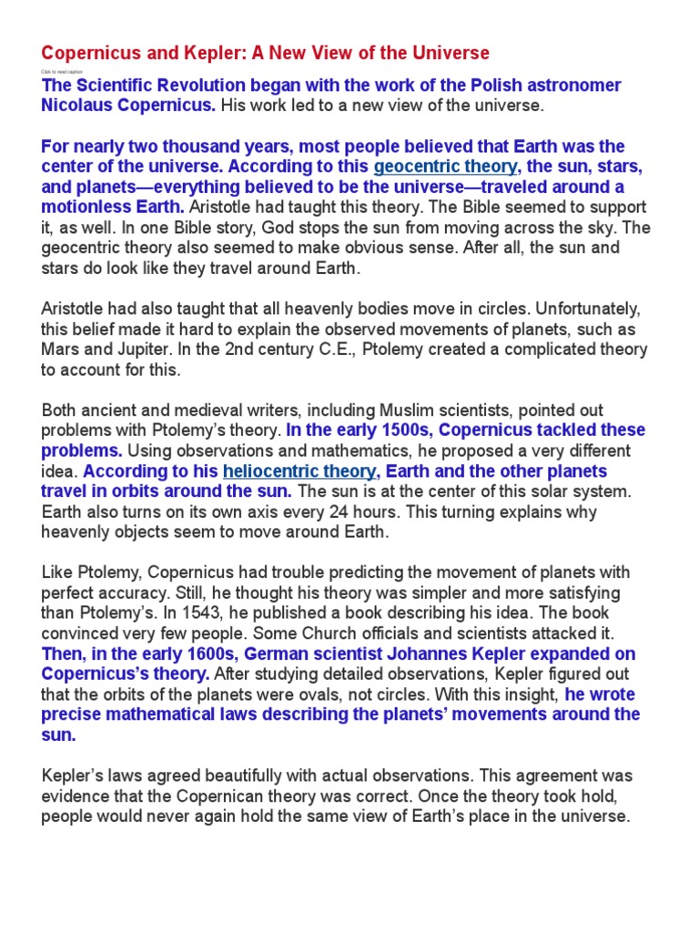 Copernicus & Kepler: Universe Revolution | PDF | Heliocentrism ...