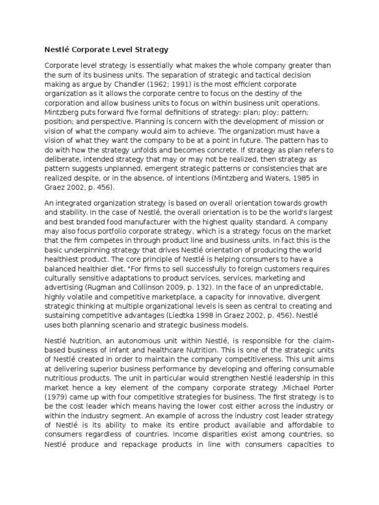 Nestlé Corporate Level Strategy | PDF | Nestlé | Strategic Management