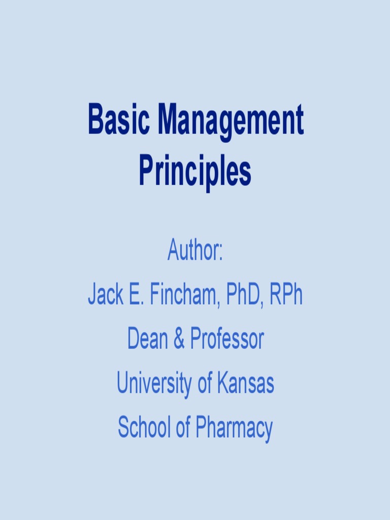 Basic Principles of Management Overview | PDF