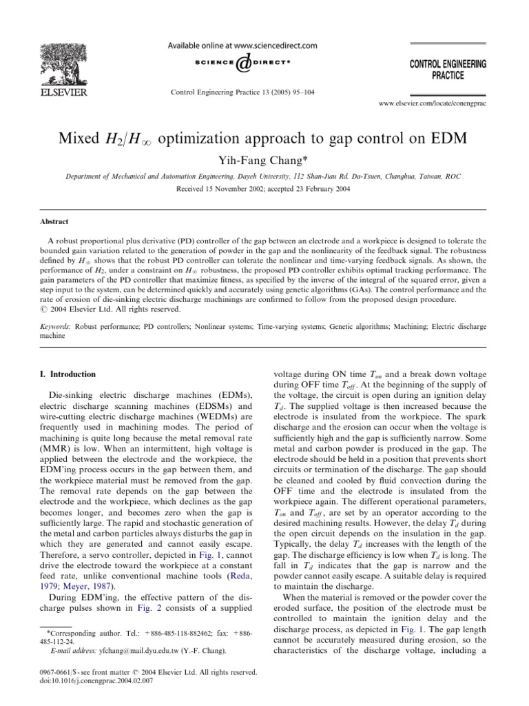 Mixed H2 - H Optimization Approach To Gap Control On EDM PDF | PDF | Control Theory ...