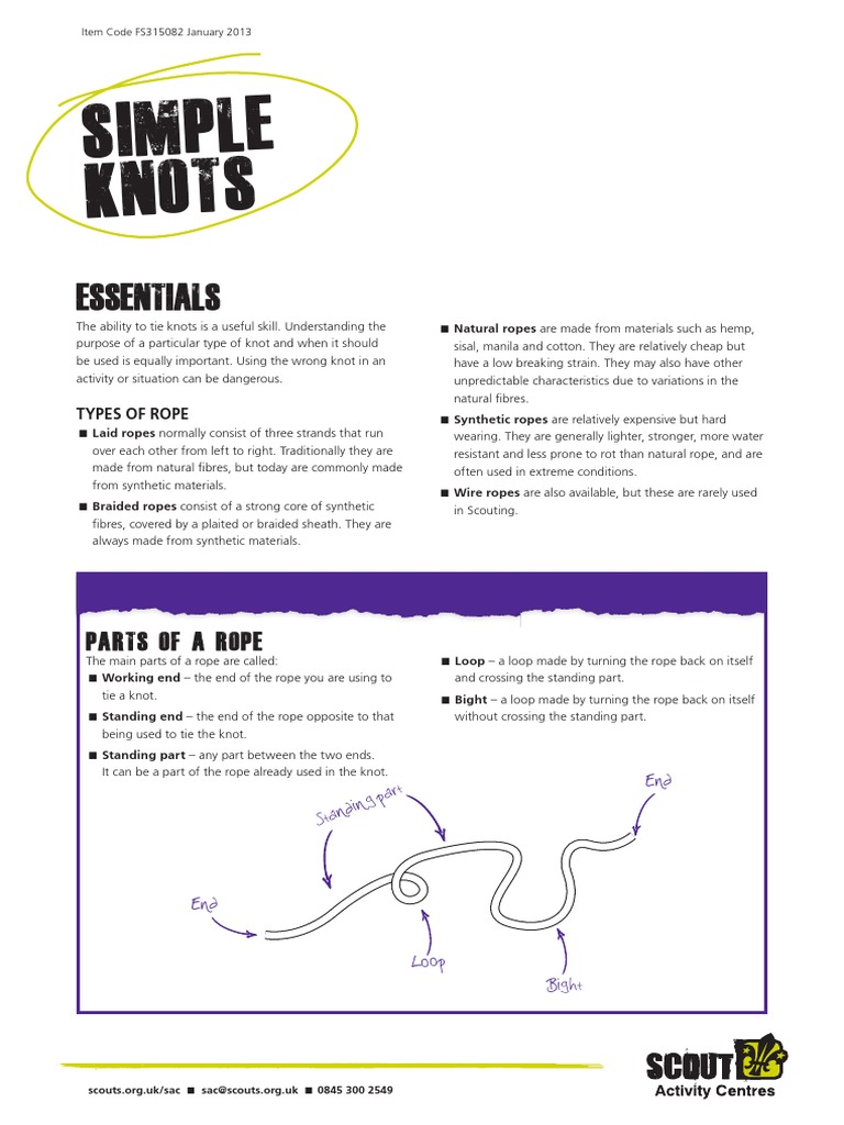 Fact Sheet Simple Knots | PDF | Knot | Rope