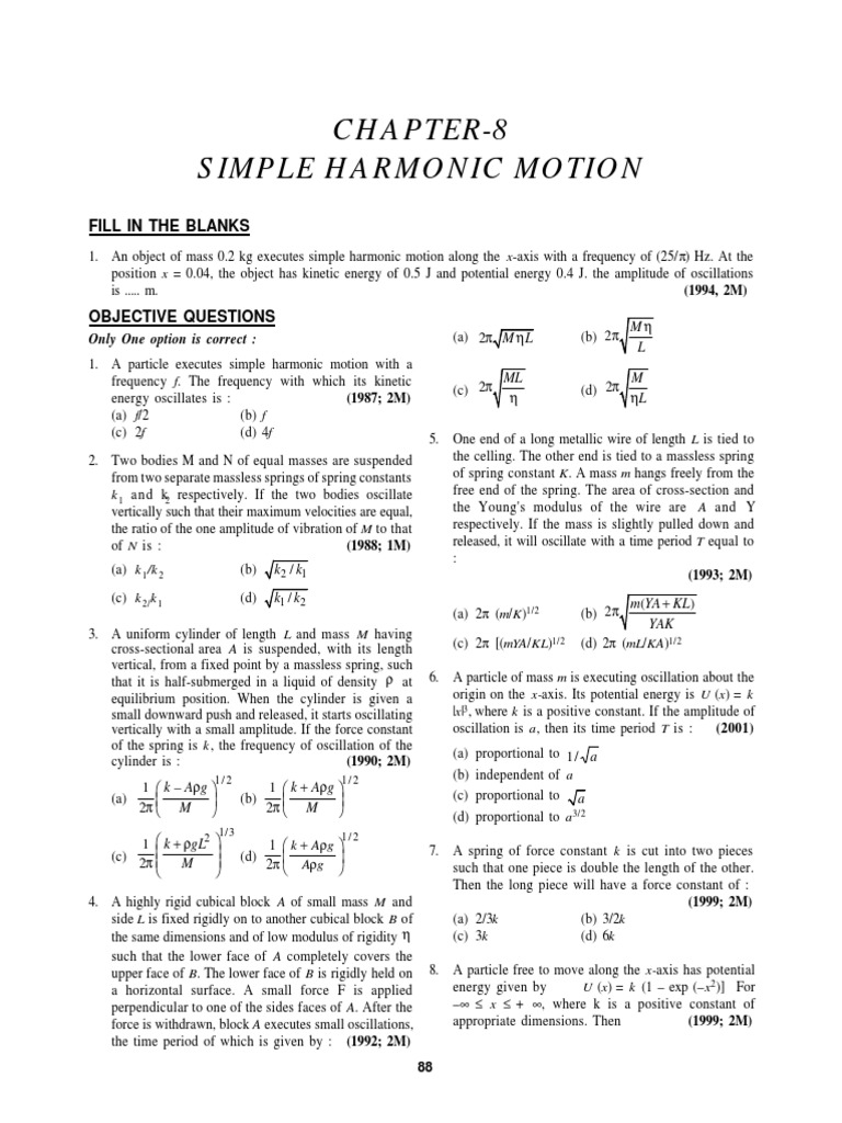 Chapter - 8 - Simple Harmonic Motion | PDF | Buoyancy | Oscillation