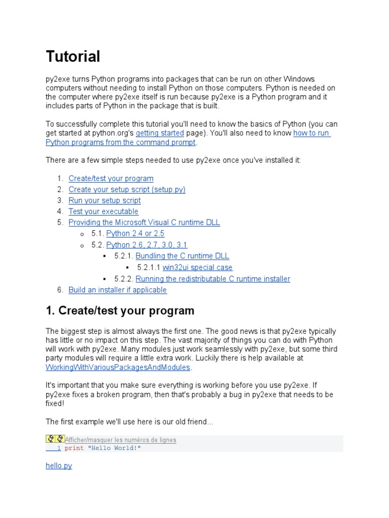 Tutorial Py2exe | PDF | Operating System Families | Digital Technology