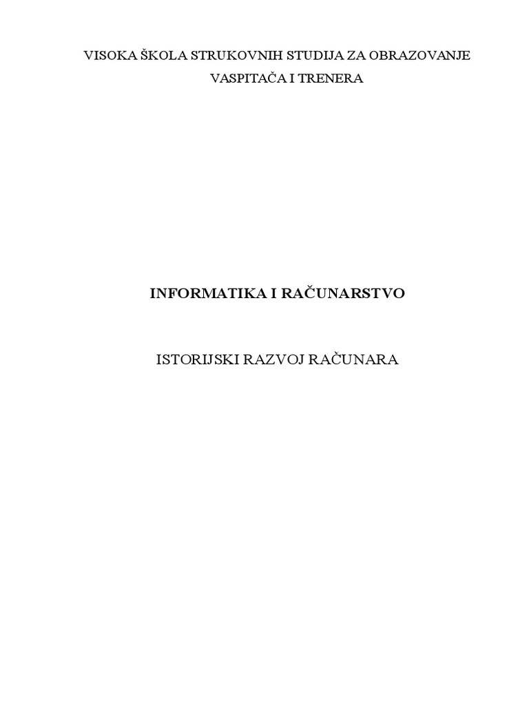 Istorijski Razvoj Racunara | PDF