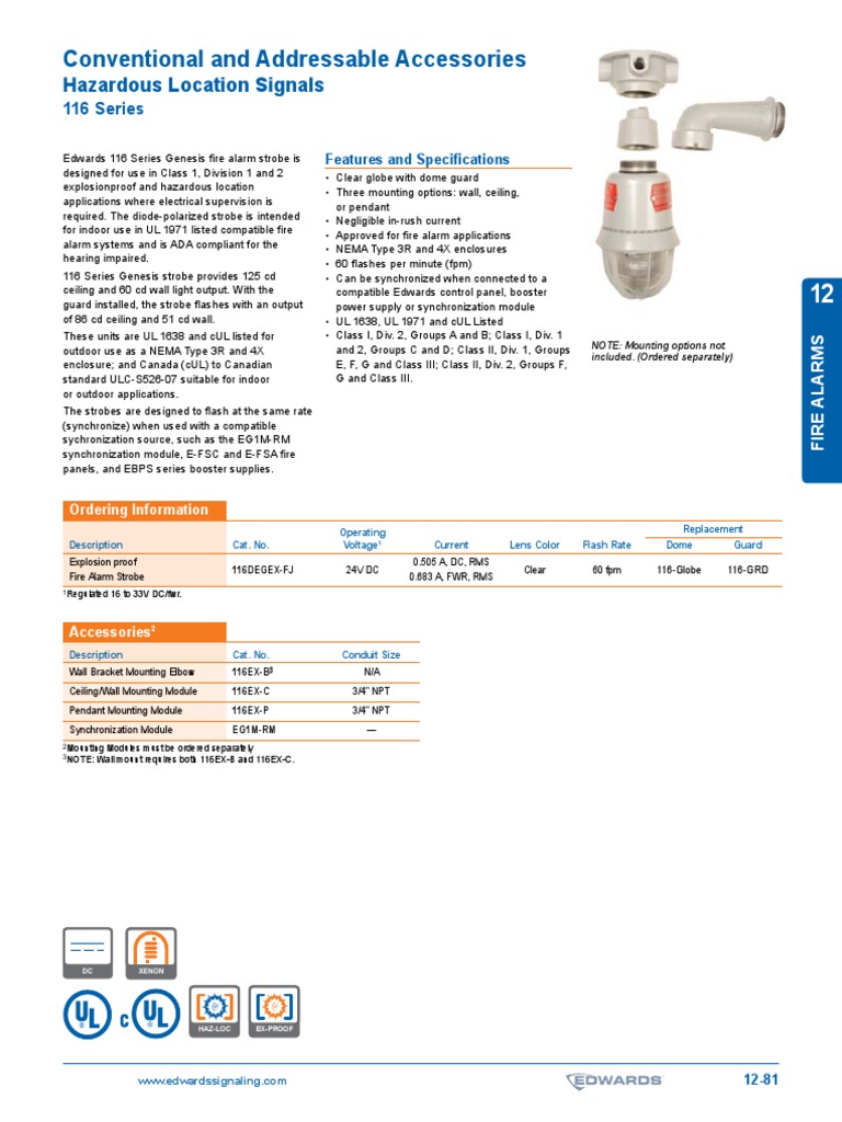 Edwards Signaling 116EX-B Data Sheet | PDF | Components | Electronics