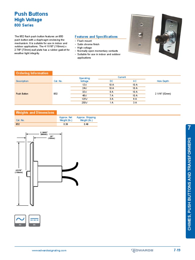 Edwards 852 Push Button Overview | PDF | Electricity | Electrical Equipment