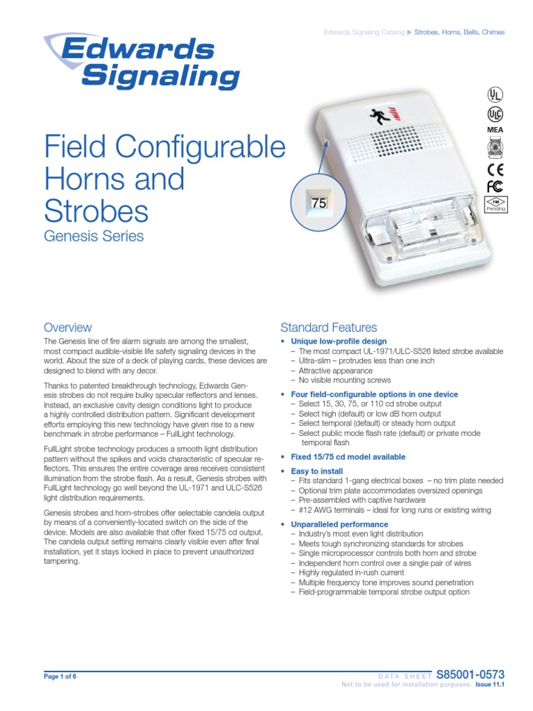 Edwards Signaling EG1F-HDVM Data Sheet | PDF | Sound | Electrical Wiring