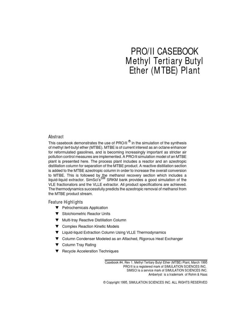 Mtbe Unlocked | PDF | Distillation | Heat Exchanger
