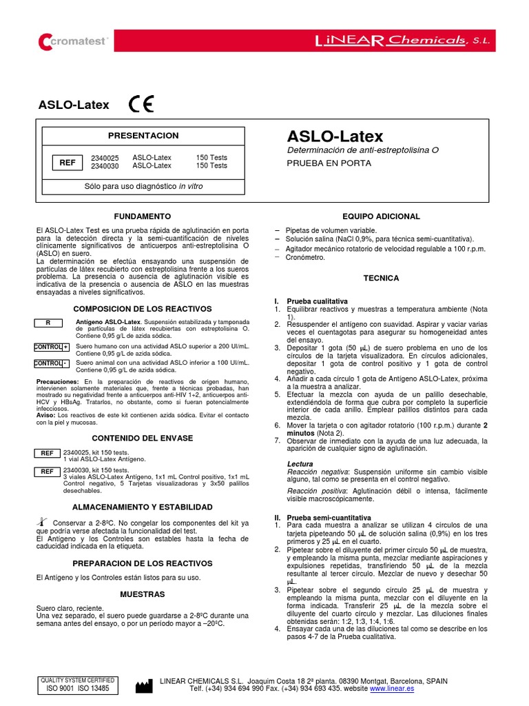 Prueba de Latex ASLO | PDF | Estreptococo | Anticuerpo