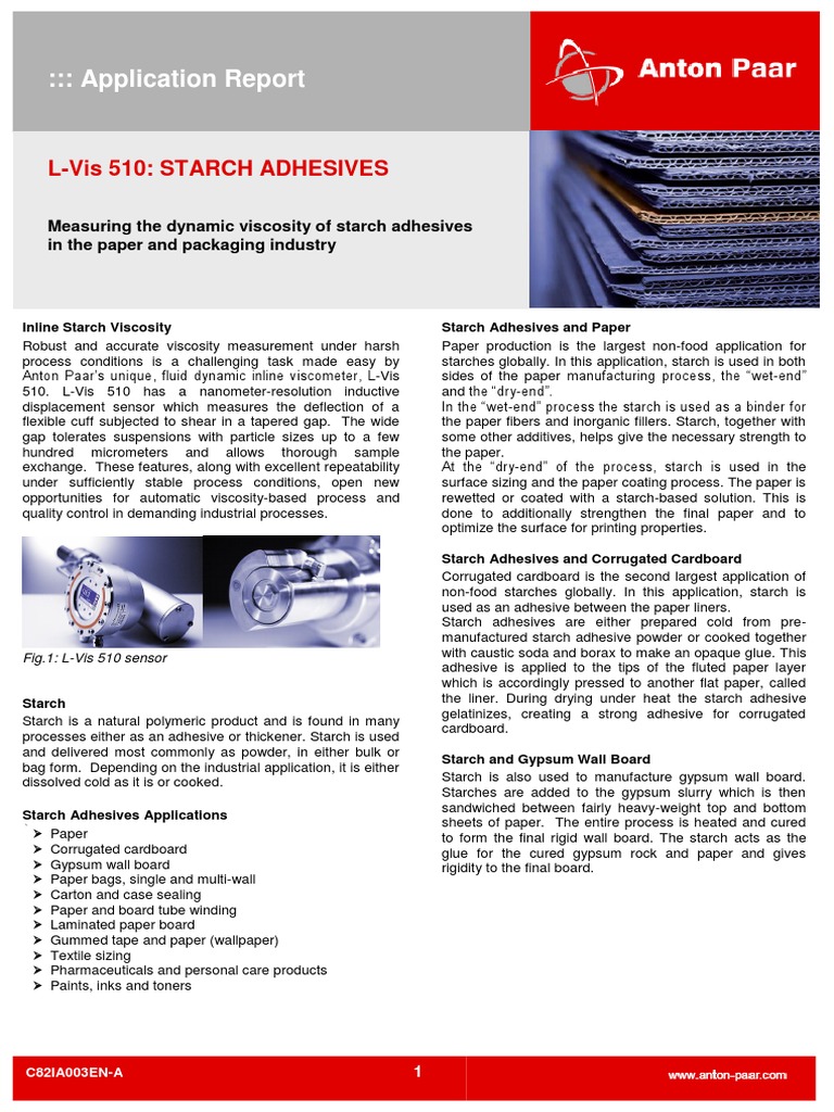 Inline Viscosity Measurement of Starch | PDF | Starch | Adhesive