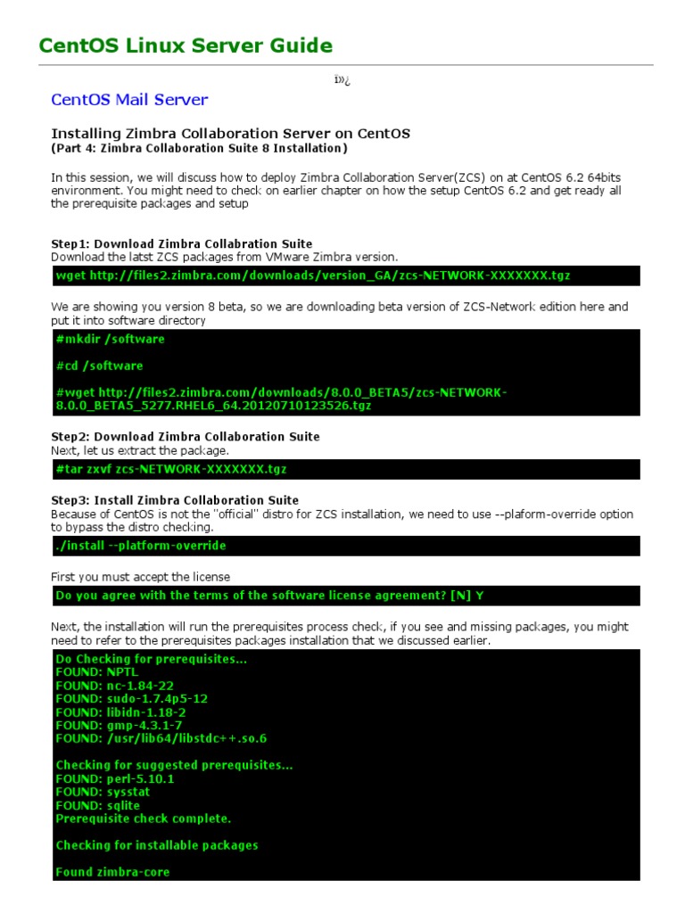 Zimbra Installation on CentOS Guide | PDF | Proxy Server | Domain Name ...