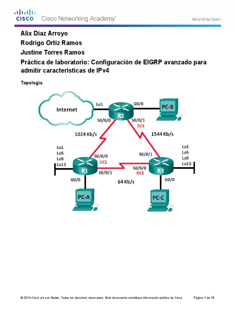 8.1.5.5 Lab - Configuring Advanced EIGRP For IPv4 Features | PDF | Enrutador (Computación ...