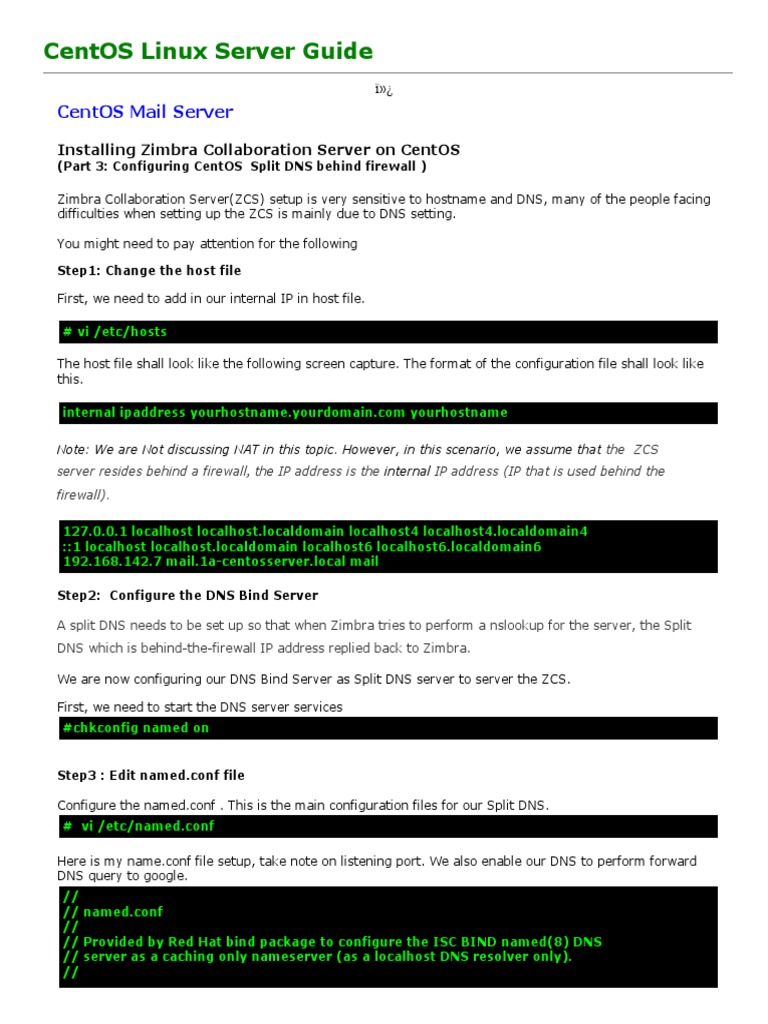 Zimbra Installation On CentOS Step by Step Guide - Part3 CentOS DNS Setup | PDF | Domain Name ...