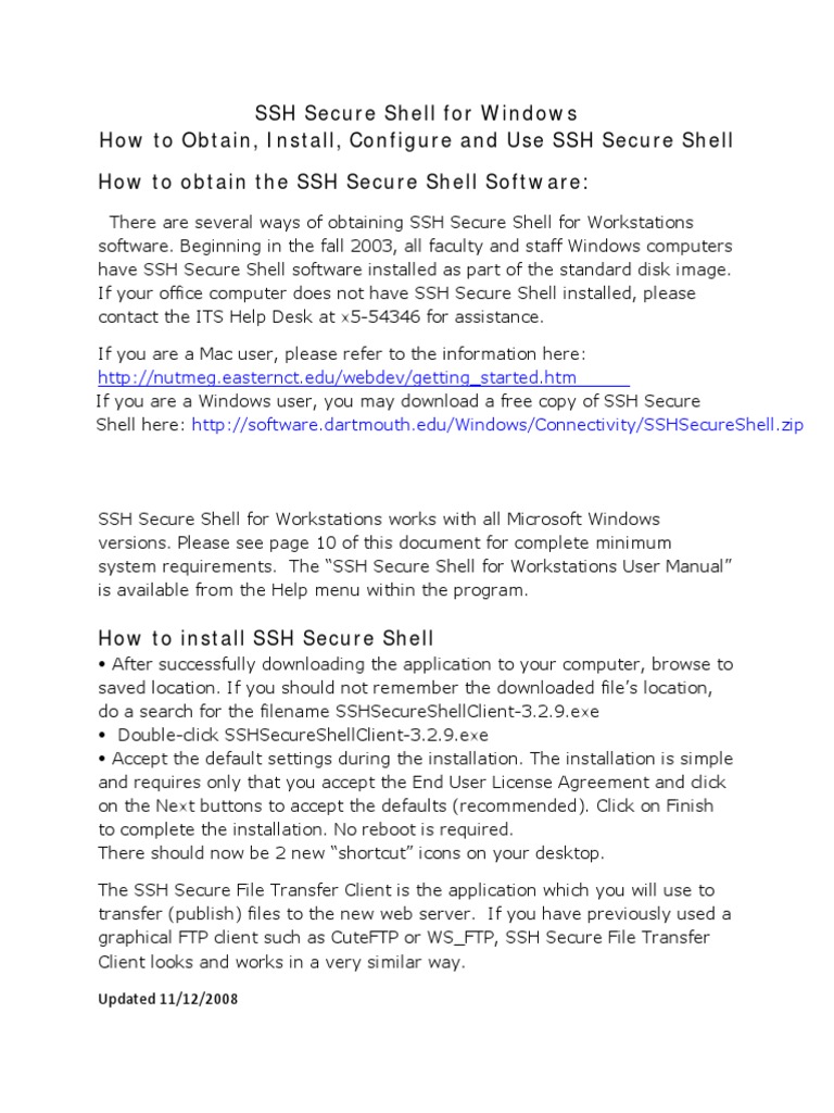 SSH Secure Shell Client Manual | PDF | Secure Shell | Shell (Computing)