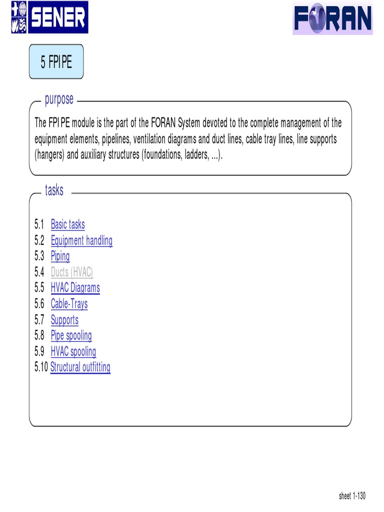 FPIPE Module Overview in FORAN System | PDF | Button (Computing) | Duct ...