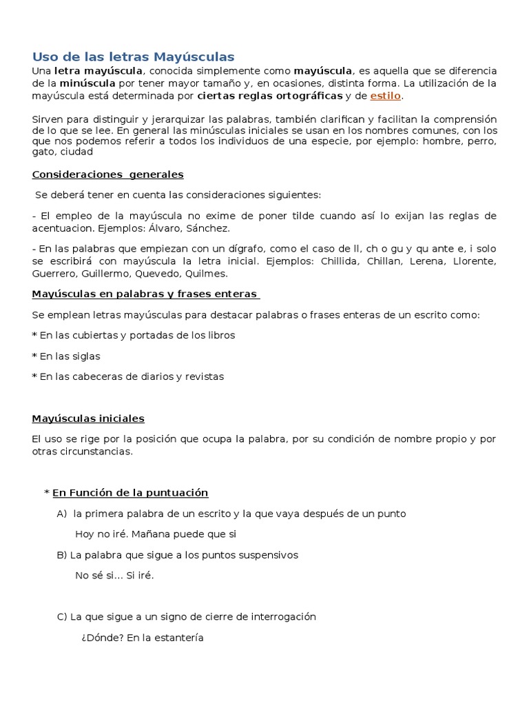 Uso de Las Letras Mayúsculas | PDF | Lingüística | Texto