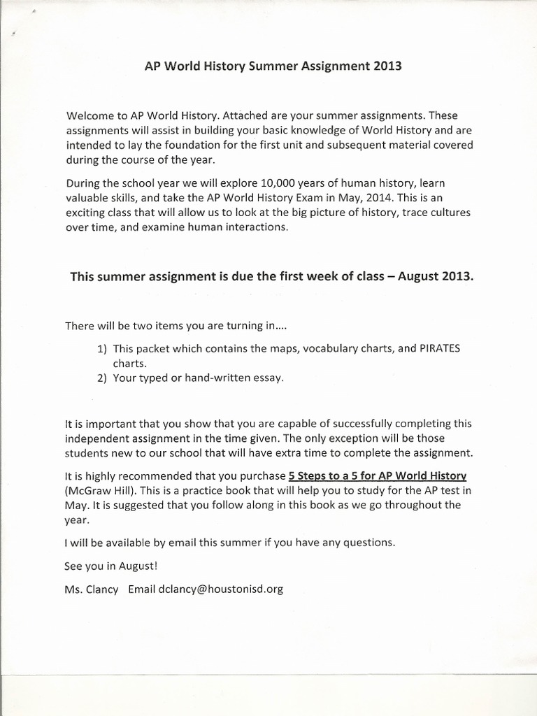 AP World History Summer Assignment 2010001 PDF | PDF | Essays | Society